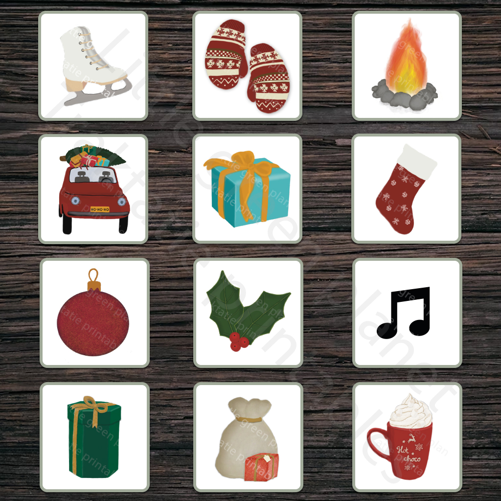 Kerst spel - Memory - Printable met 24 unieke kaartjes - Traktatie ...